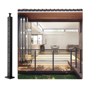 VEVOR Cable Railing Post, 36" x 2" x 2" Steel Horizontal Hole Deck ...