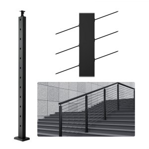 VEVOR Cable Railing Post, 42" x 1" x 2" Steel 30° Angled Hole Stair ...
