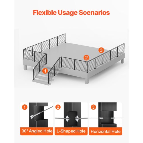 VEVOR Cable Railing Post, 42x1x2 Inch Level Deck Stair Posts, 1-Pack ...