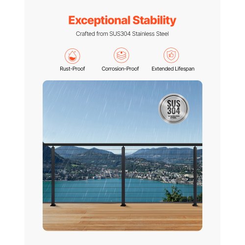 VEVOR Cable Railing Post 42x2x2 Inch Pre-Drilled Post ...