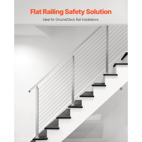 VEVOR Cable Railing Post, 42x2x2 Inch Stair Railing Post, with Pre ...