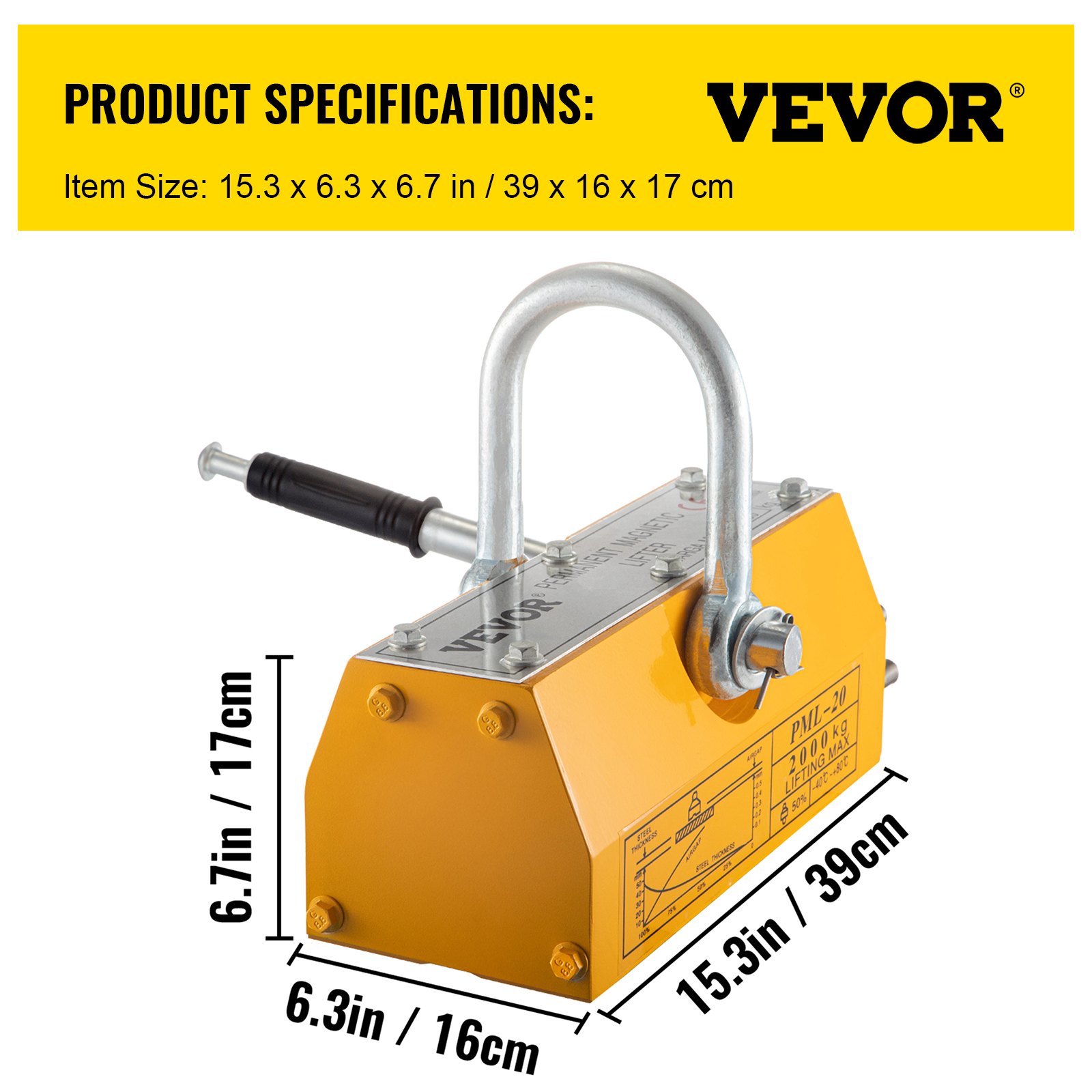 VEVOR Lifting Magnet with Release,4400 Lbs Pulling Force - Steel ...