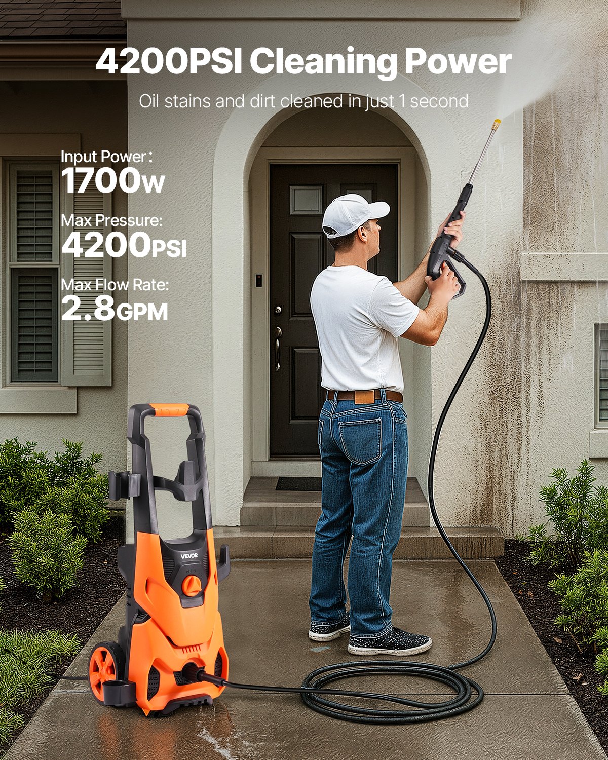 VEVOR Power Washer 4200 PSI – 2.8 GPM, 1700W Motor Cleaner