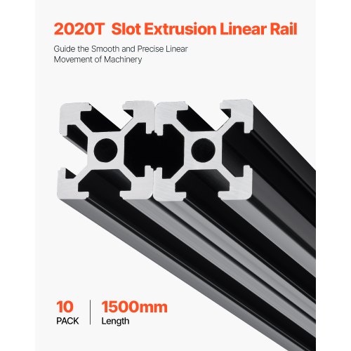 10PCS 59 in (1500 mm) T Slot 2020 Aluminum Extrusion Anodized Linear ...