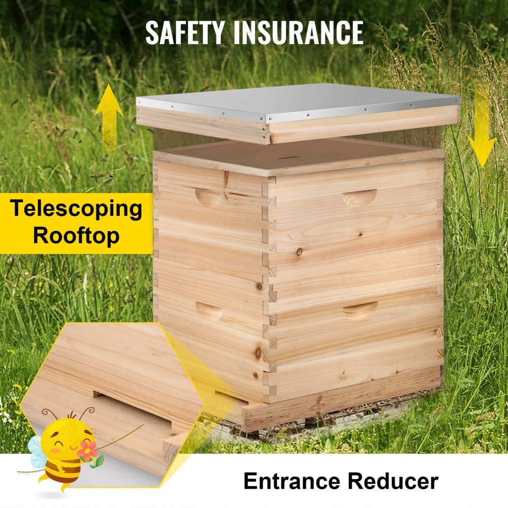VEVOR Bee Hive 20 Frame Beehive Box 10 Deep and 10 Medium Frames ...