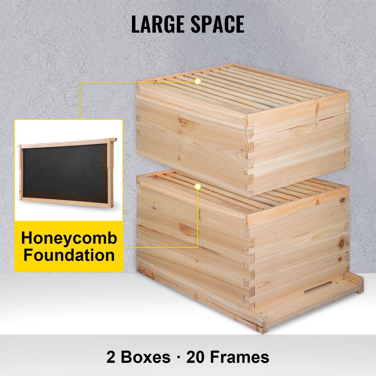 VEVOR Bee Hive 20 Frame Beehive Box 10 Deep and 10 Medium Frames ...