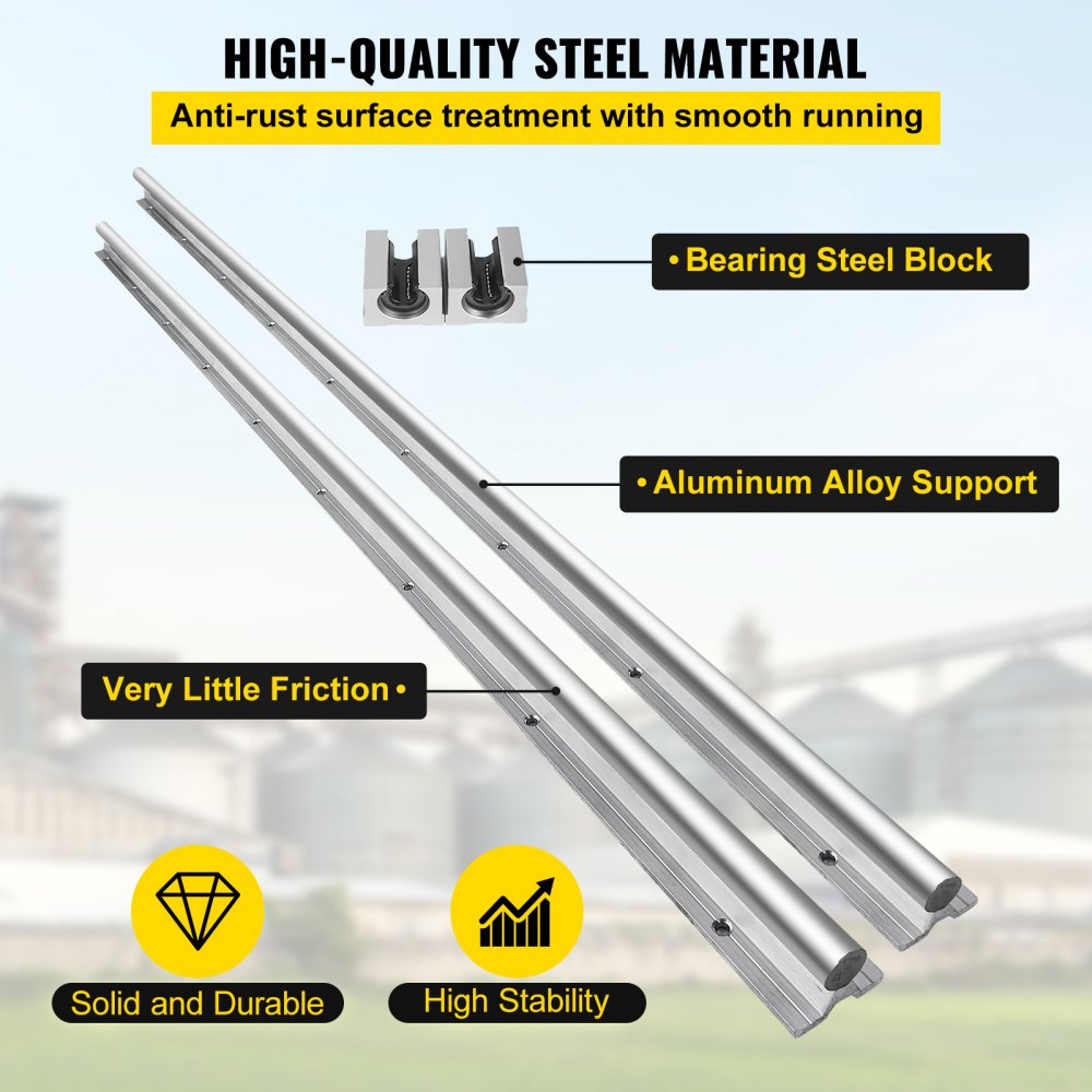 VEVOR Linear Rail SBR20-1500mm 2 Linear Slide Guide with 4 SBR20UU Bearing Block | VEVOR US