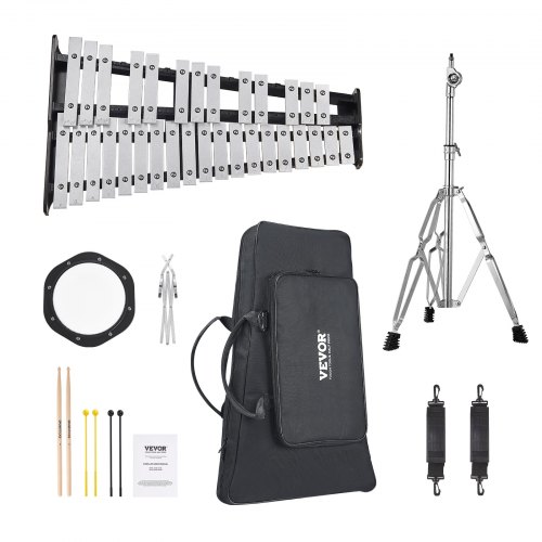 VEVOR 32 Note Glockenspiel Xylophone Bell Kit, Professional Percussion ...