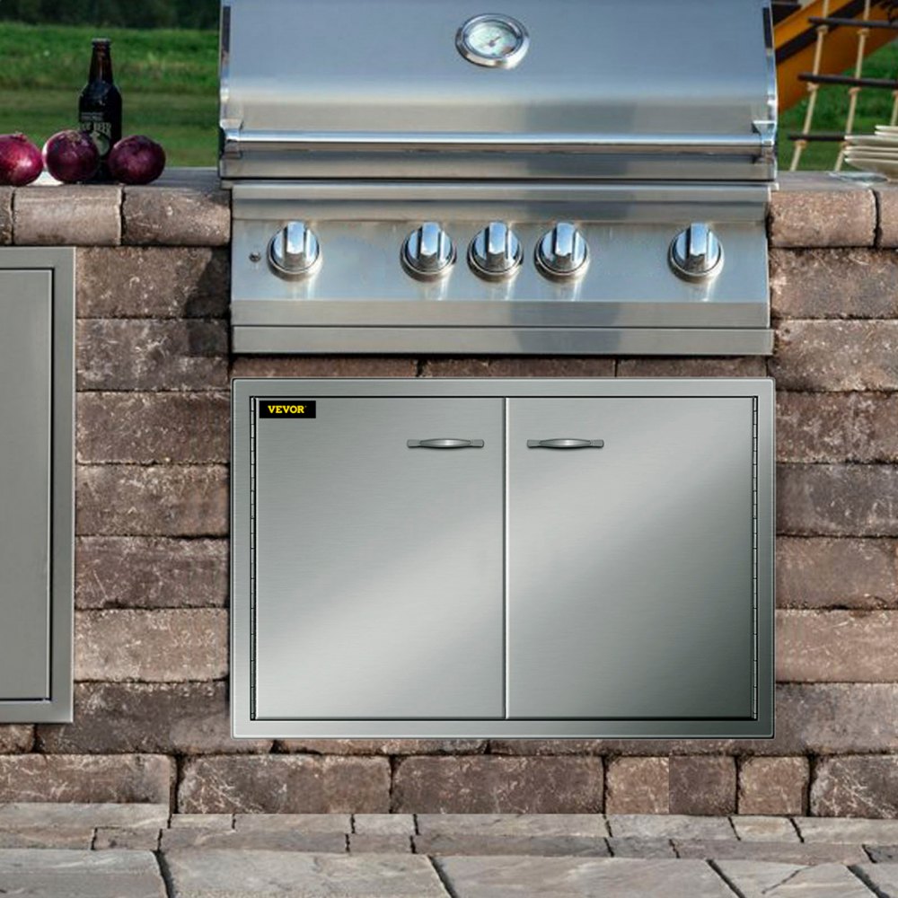 VEVOR BBQ Access Door 33W x 22H Inch, Double BBQ Door Stainless Steel ...