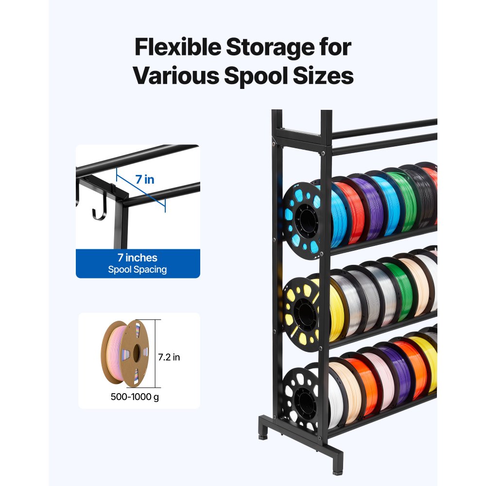 VEVOR 3D Printer Filament Storage Rack, 7 Tier Heavy Duty Storage ...