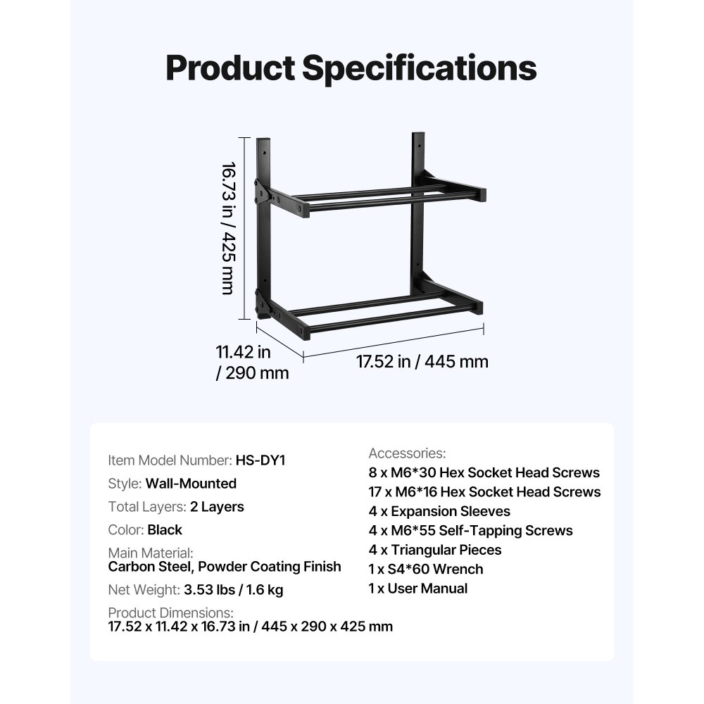 VEVOR Wall Mount Printer Filament Storage Rack, 2-Tier Wall Bracket ...