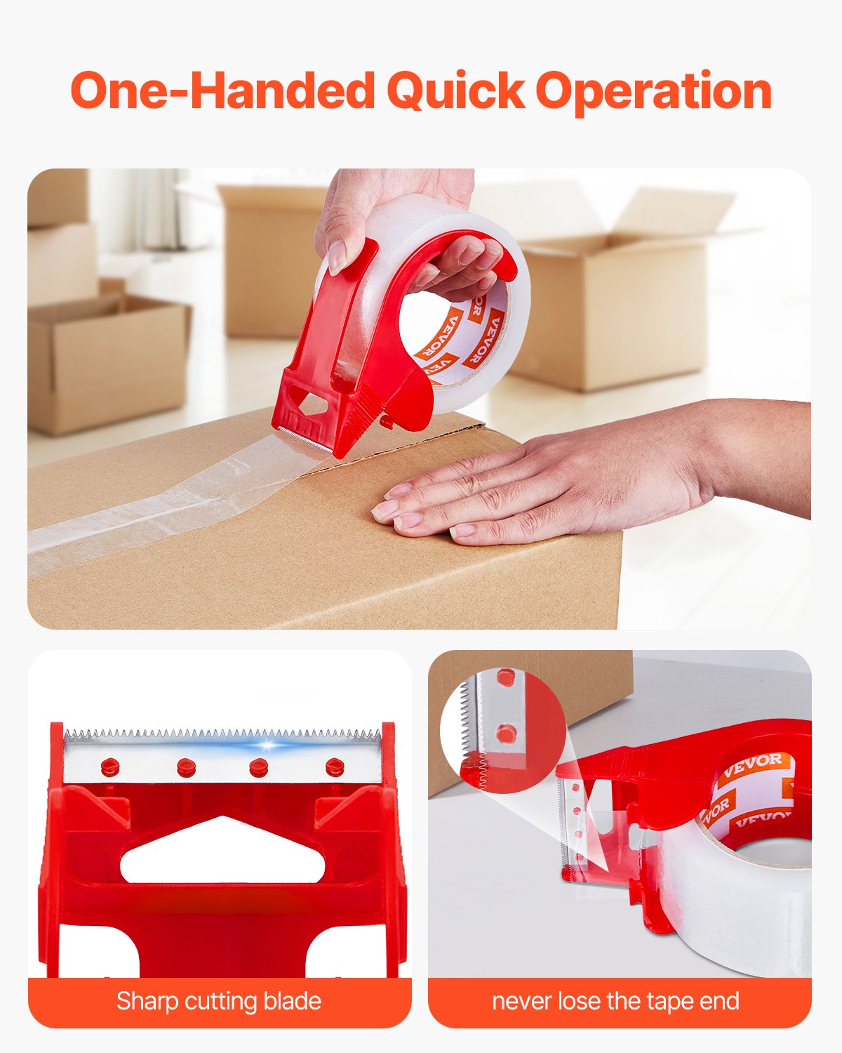 VEVOR Clear Packing Tape, 3 inches Core, 6 Rolls 1.88 Inches x 65 Yards ...