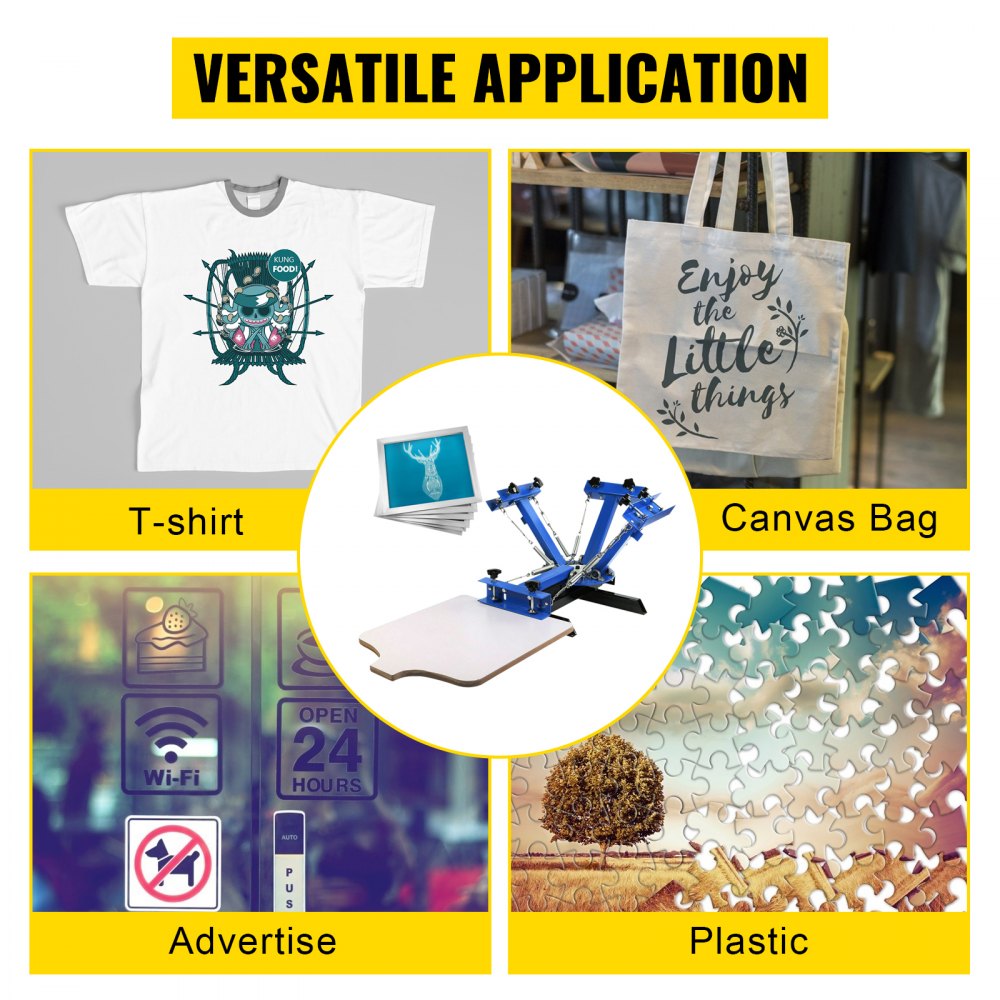 4 Color Screen Printing Machine + 6pcs Frame 12"x16" Aluminum Silk 110 ...