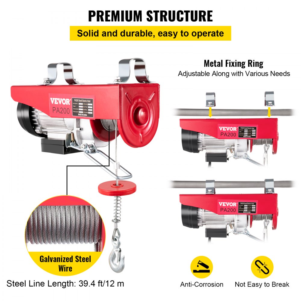 Electric Wire Cable Hoist Winch Engine Crane Overhead Remote Lift ...