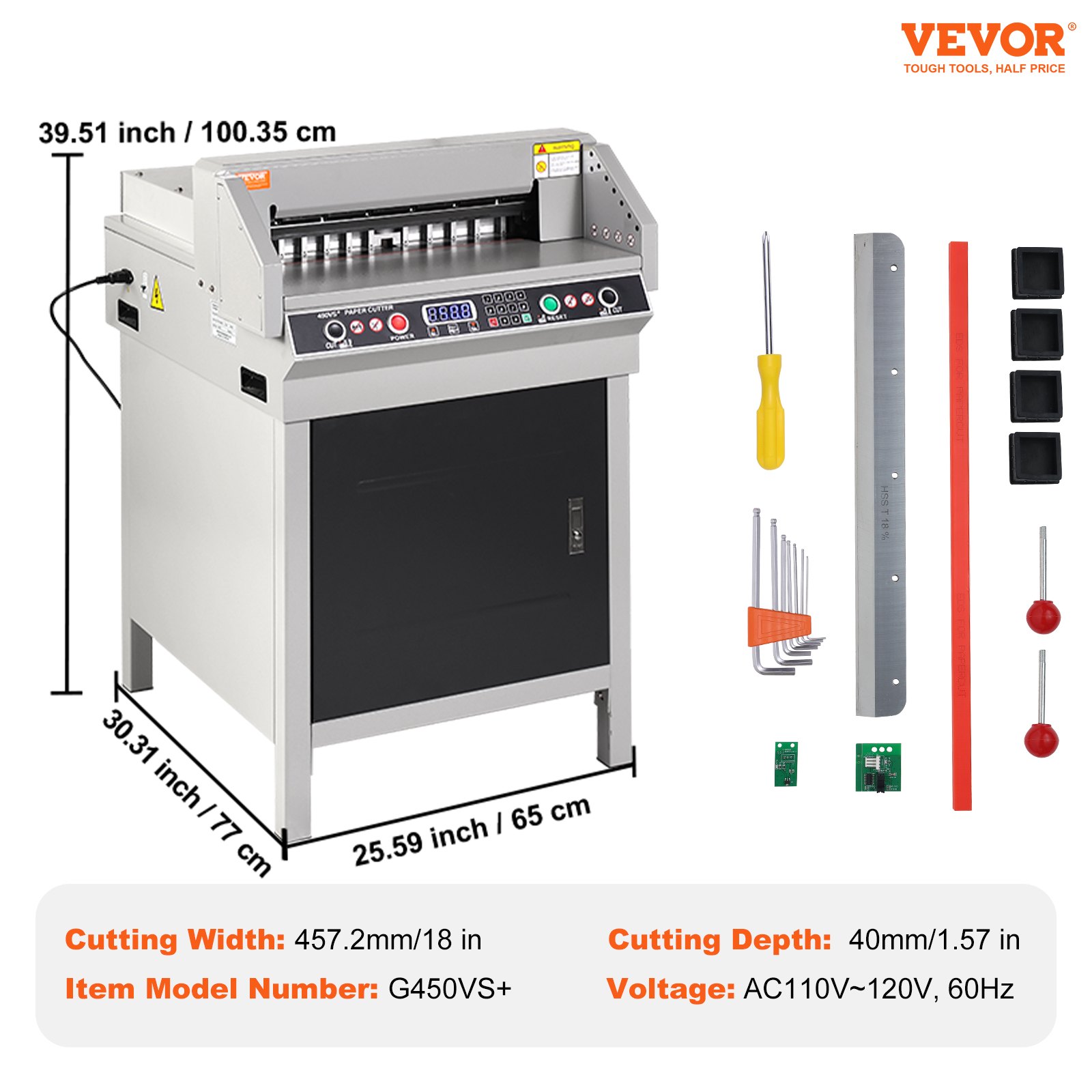 VEVOR Electric Paper Cutter 450mm 17.7 Inch Paper Cutter Guillotine ...