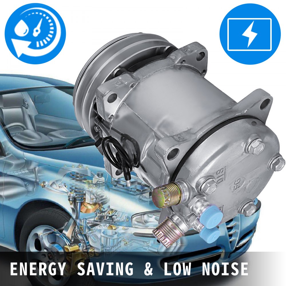 Vevor AIR CONDITION COMPRESSORS SANDEN 508 STYLE NATURAL FINISH V BELT ...