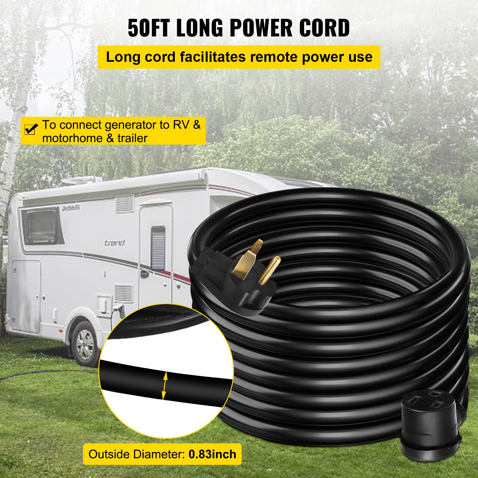 VEVOR Welding Extension Cord 50ft MIG TIG Plasma Welding Cord 30A ...