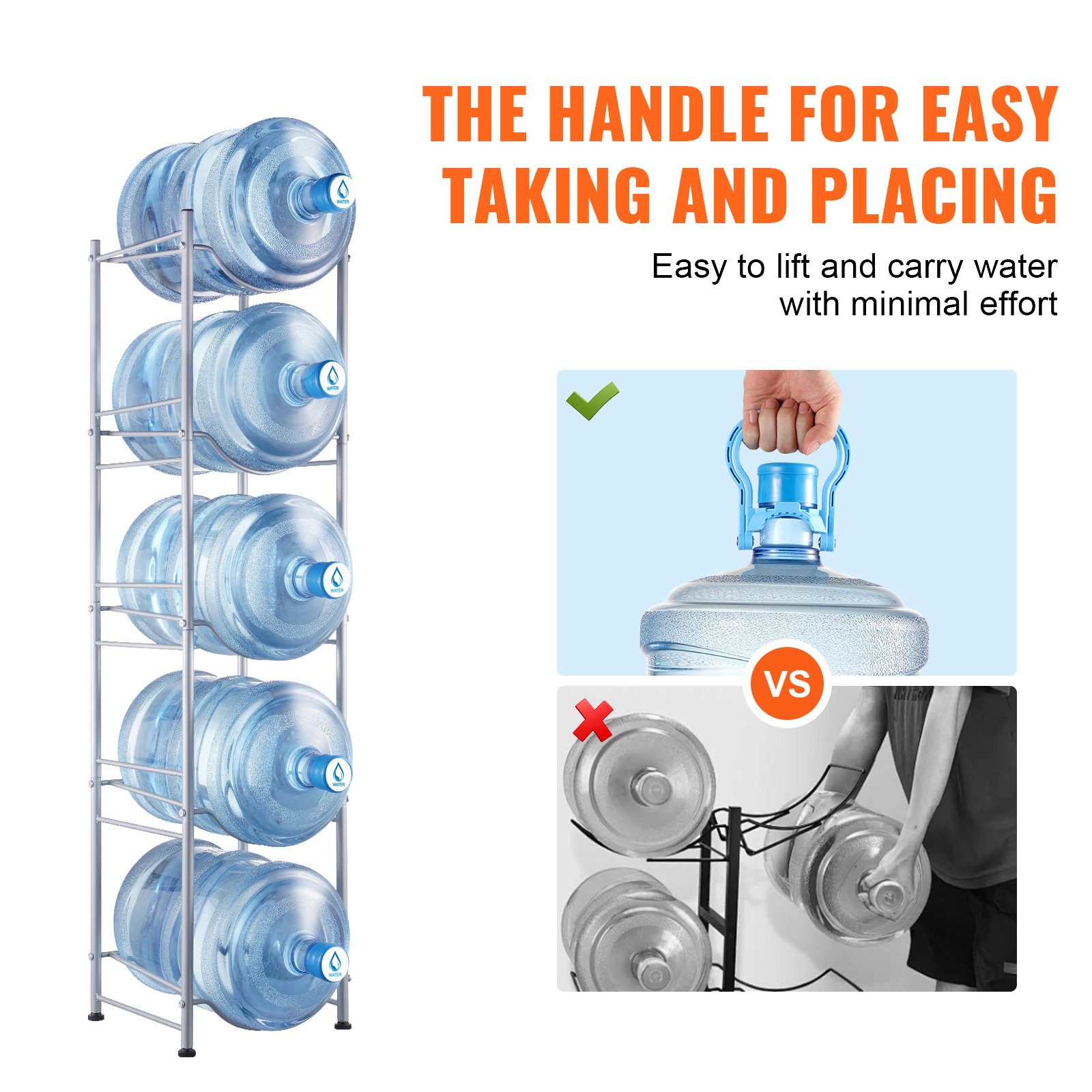 VEVOR 5 Tiers Water Jug Holder, 5 Gallon Water Bottle Holder, Single ...