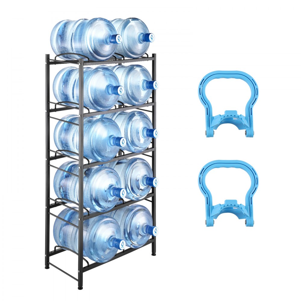 VEVOR 5-Tier Water Jug Holder Double Row Water Bottle Rack for 10 ...
