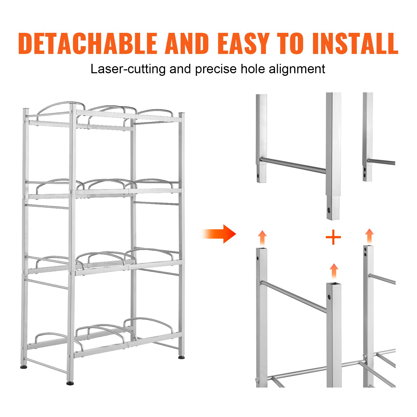 VEVOR 4 Tiers Water Jug Holder Double Row Water Bottle Rack for 8 ...