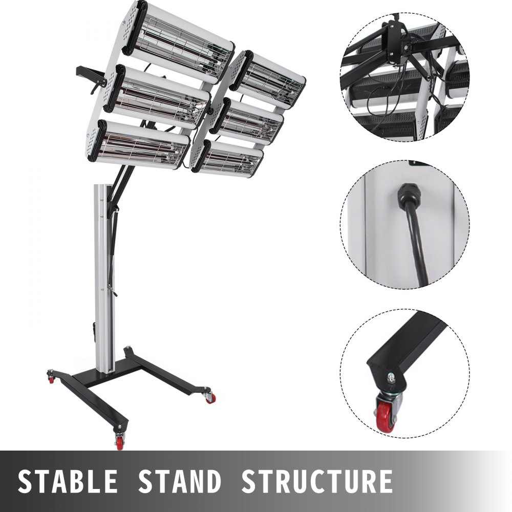 VEVOR Paint Curing Lamp 6000W Baking Infrared Auto Body Repair Lamp ...