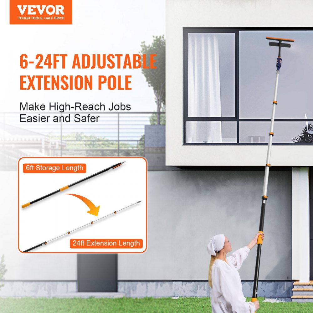 Telescoping Extension Pole 6 to 24 FT Multi-Purpose for Painting ...