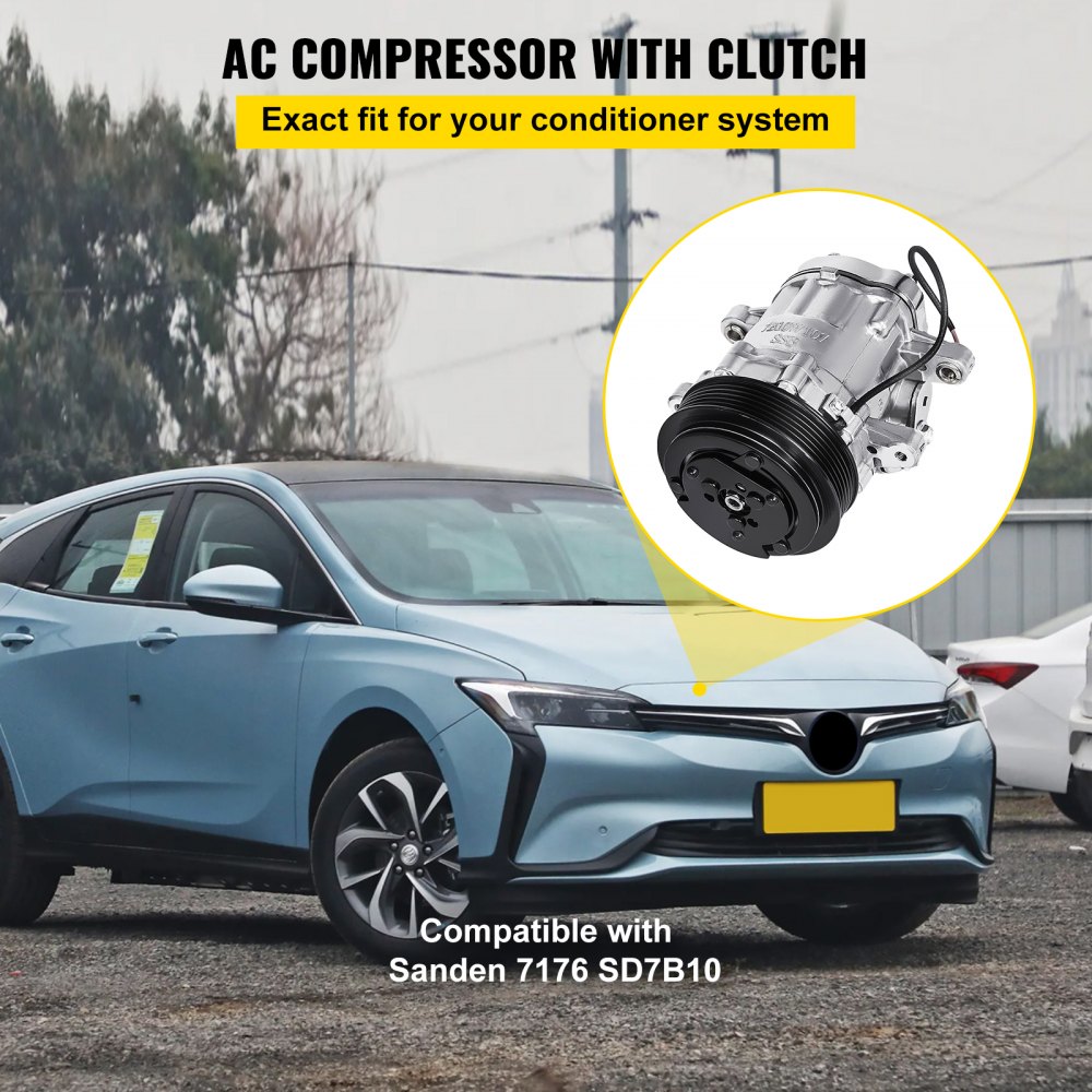 VEVOR CO7176C Sanden style Universal Air Conditioner AC Compressor 7176 ...