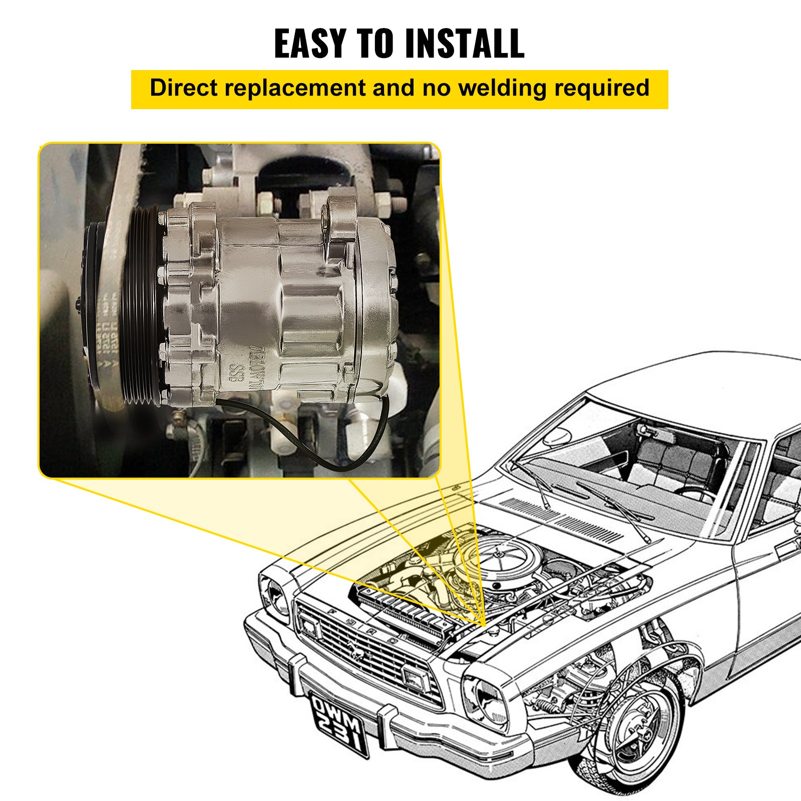 VEVOR CO7176C Sanden style Universal Air Conditioner AC Compressor 7176 ...
