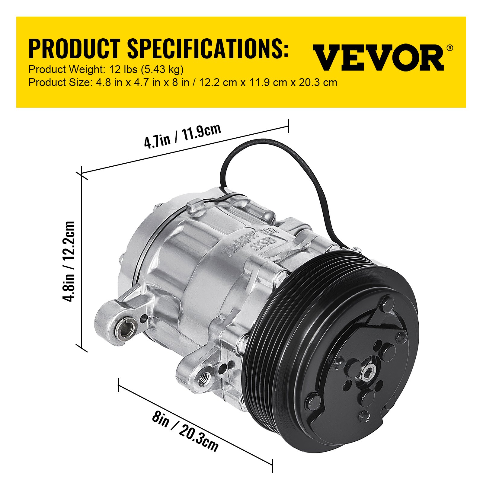 VEVOR CO7176C Sanden style Universal Air Conditioner AC Compressor 7176 ...