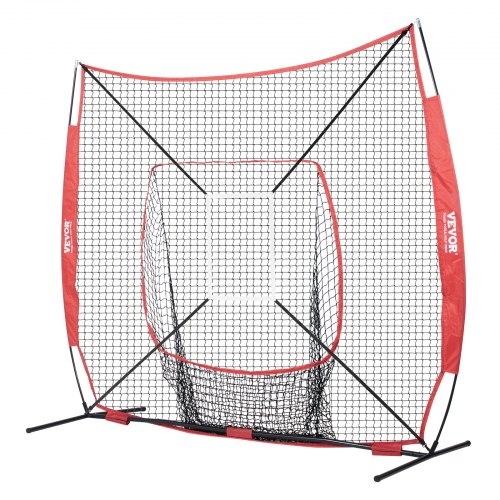 VEVOR 7x7 ft Baseball Softball Practice Net, Portable Baseball Training ...