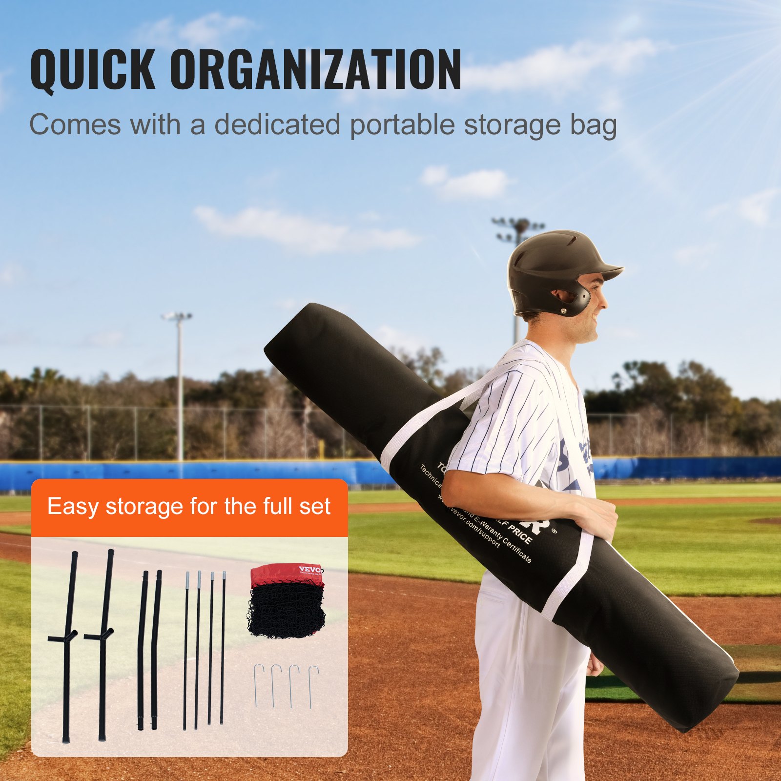 VEVOR 7x7 ft Baseball Softball Practice Net, Portable Baseball Training ...