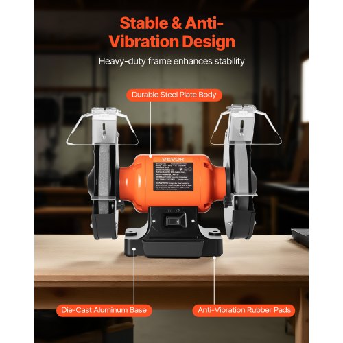 VEVOR Bench Grinder, 8-inch Single Speed Bench Grinder, 3450RPM High ...