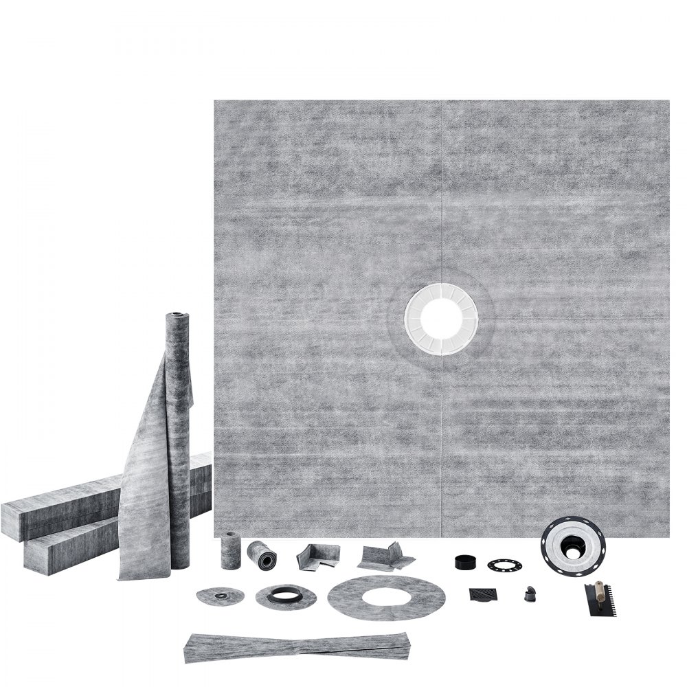 VEVOR Shower Curb Kit, 72"x72" Shower Pan Kit with 2" ABS Central ...