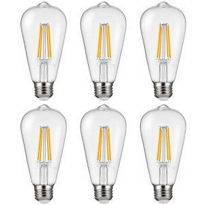6 Pack Edison Bulbs LED ST19 7W Dimmable 800 Lumens 2700K E26 Antique ...