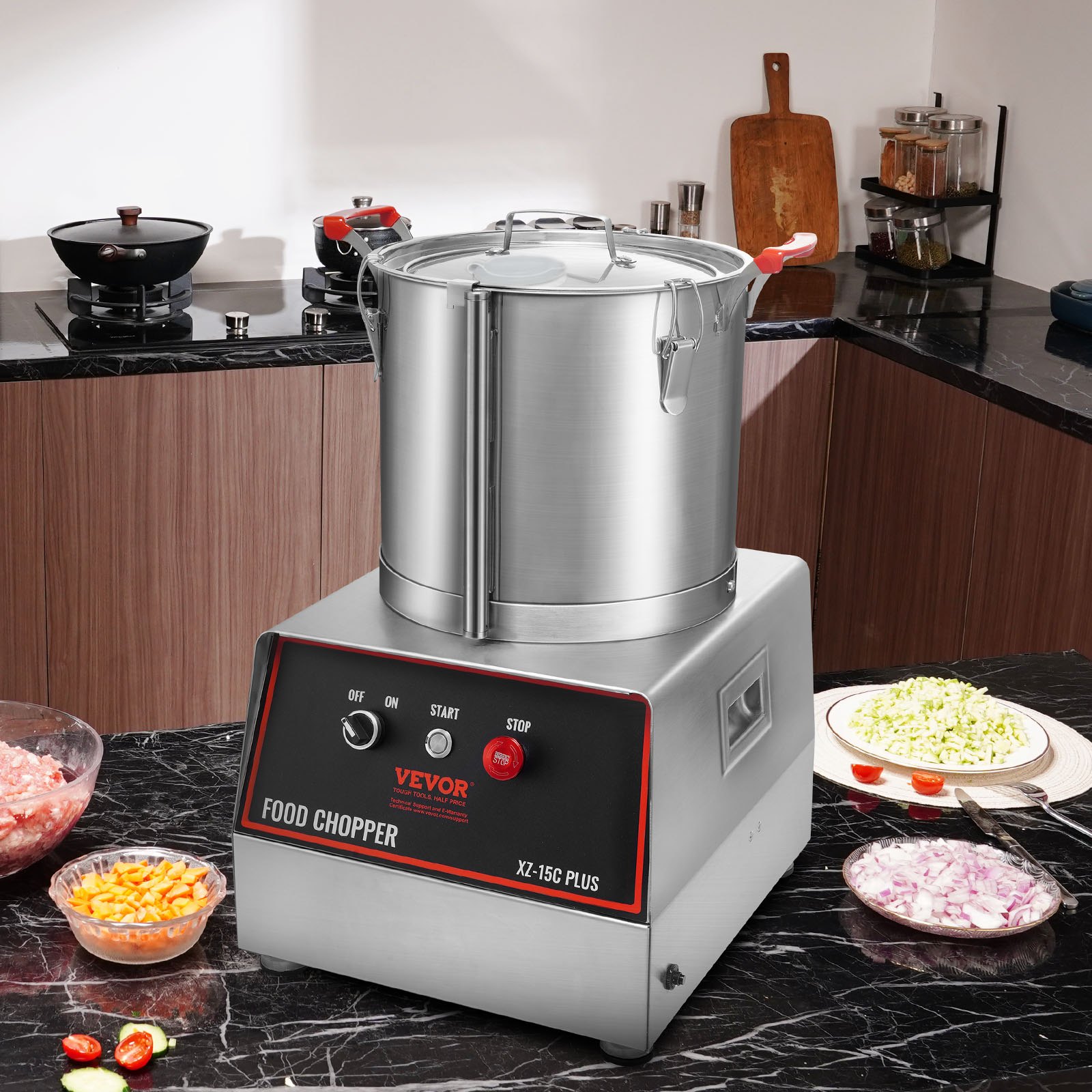 VEVOR Food Processor & Vegetable Chopper, 16 Quart, 1400W Food-Grade ...