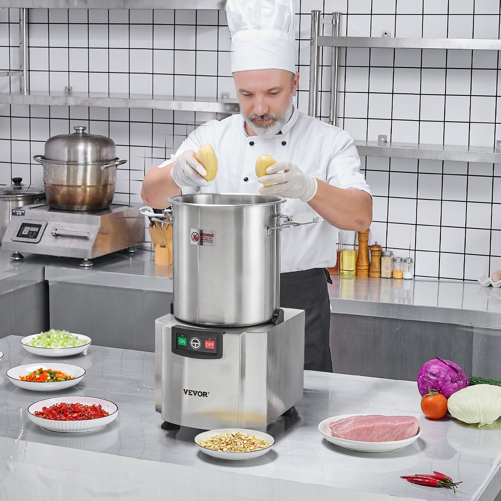 VEVOR Food Processor & Vegetable Chopper, 19 Quart Food-Grade Stainless ...