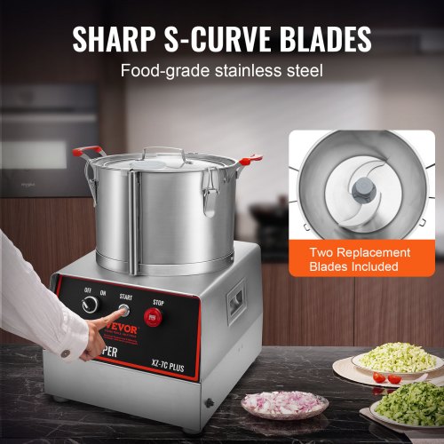 VEVOR Food Processor & Vegetable Chopper, 7 Quart Bowl, 750W Food-Grade ...