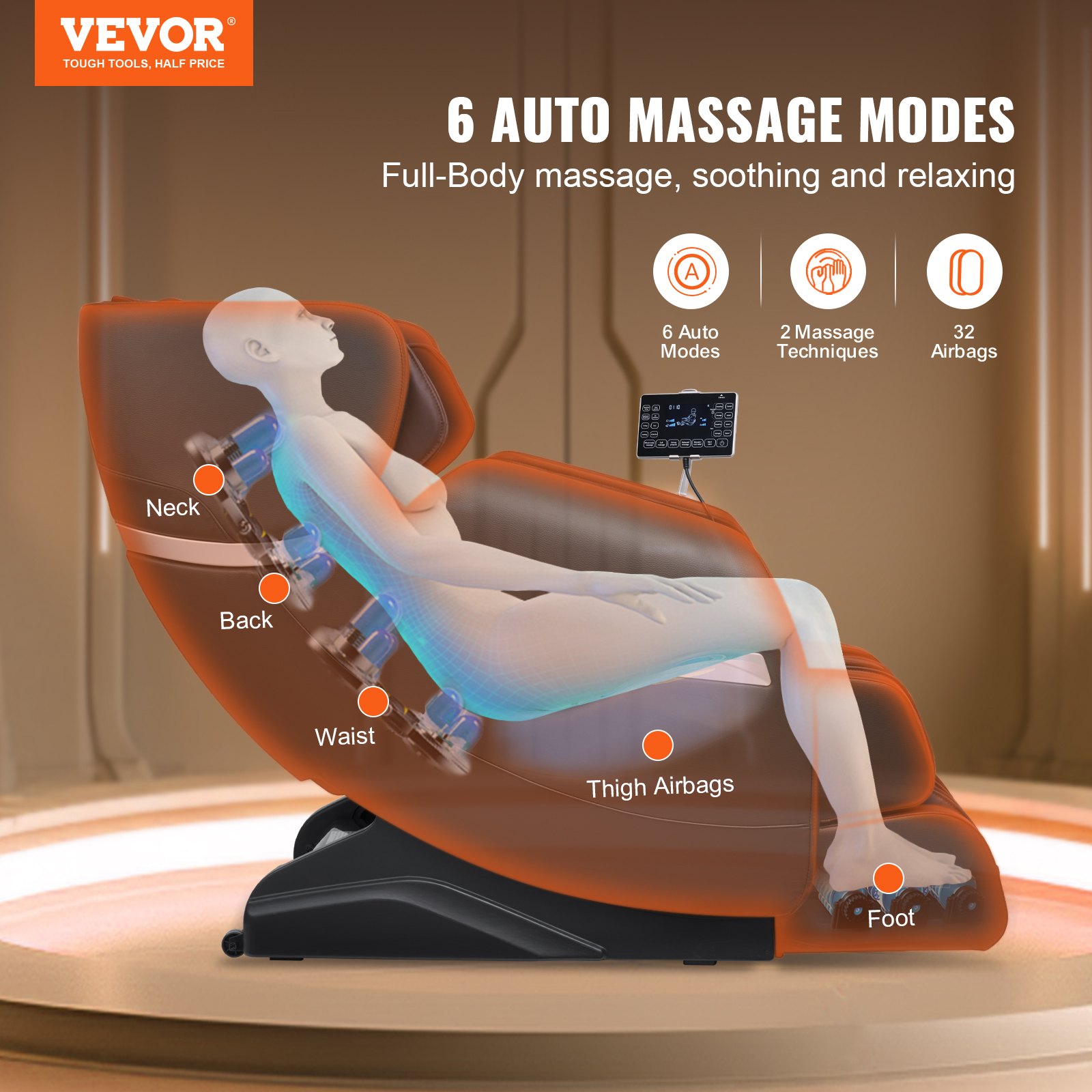 VEVOR Massage Chair - Full Body Zero Gravity Recliner with Multi Auto ...