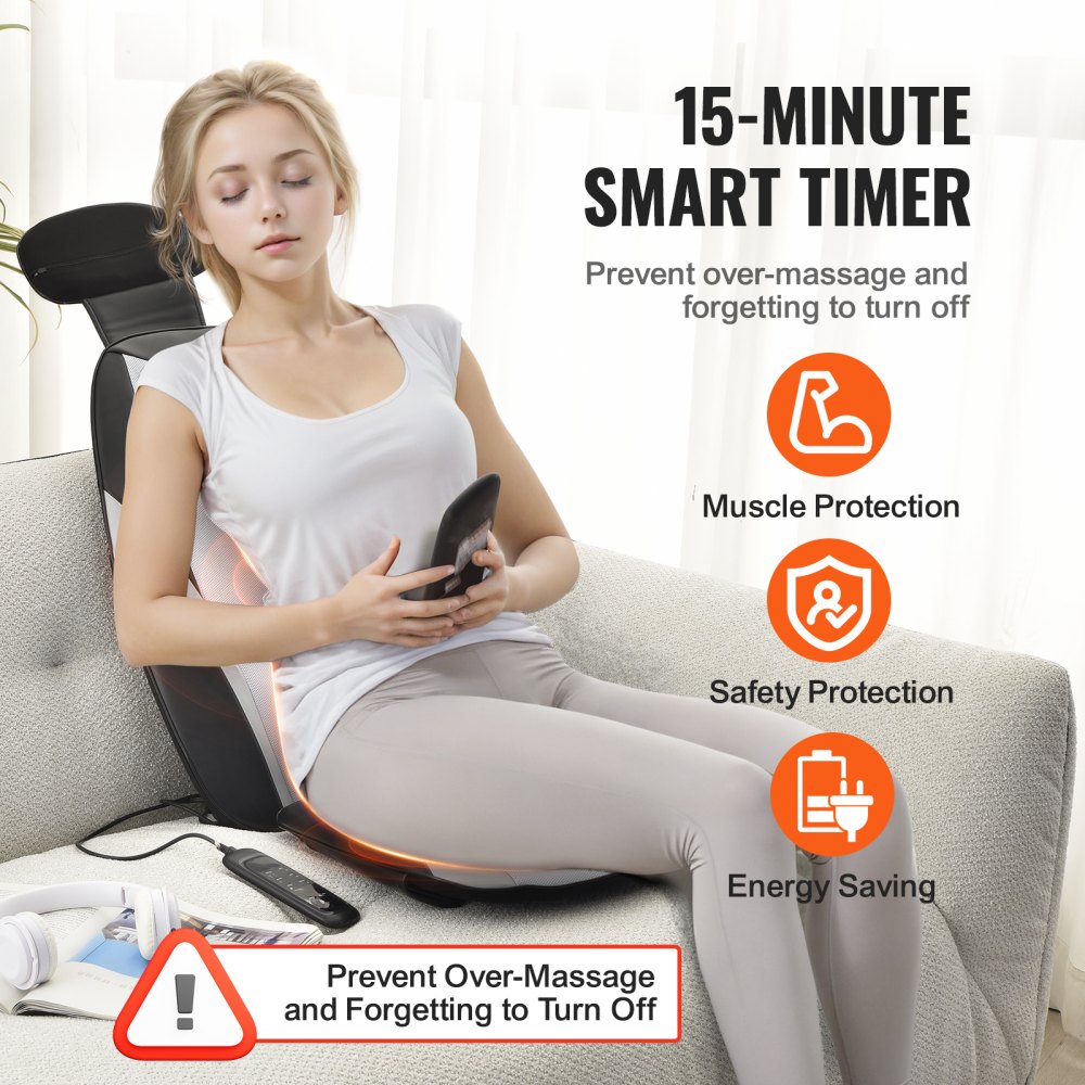 VEVOR Shiatsu Back Massager with Heat, Massage Seat Cushion with 2 ...