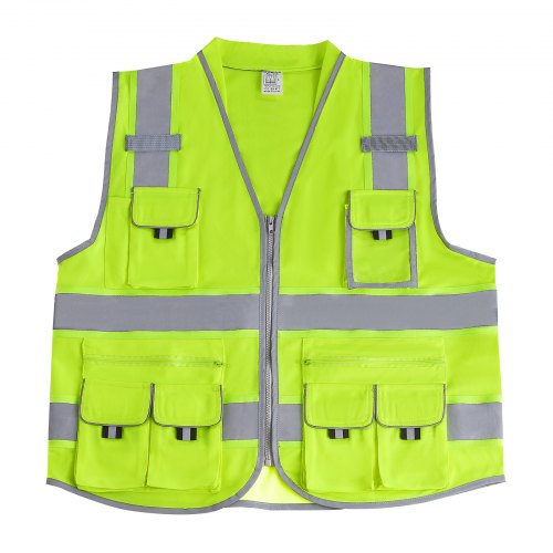 Safety Vest Reflective Yellow Work Vest with 10 Pockets for Men and ...