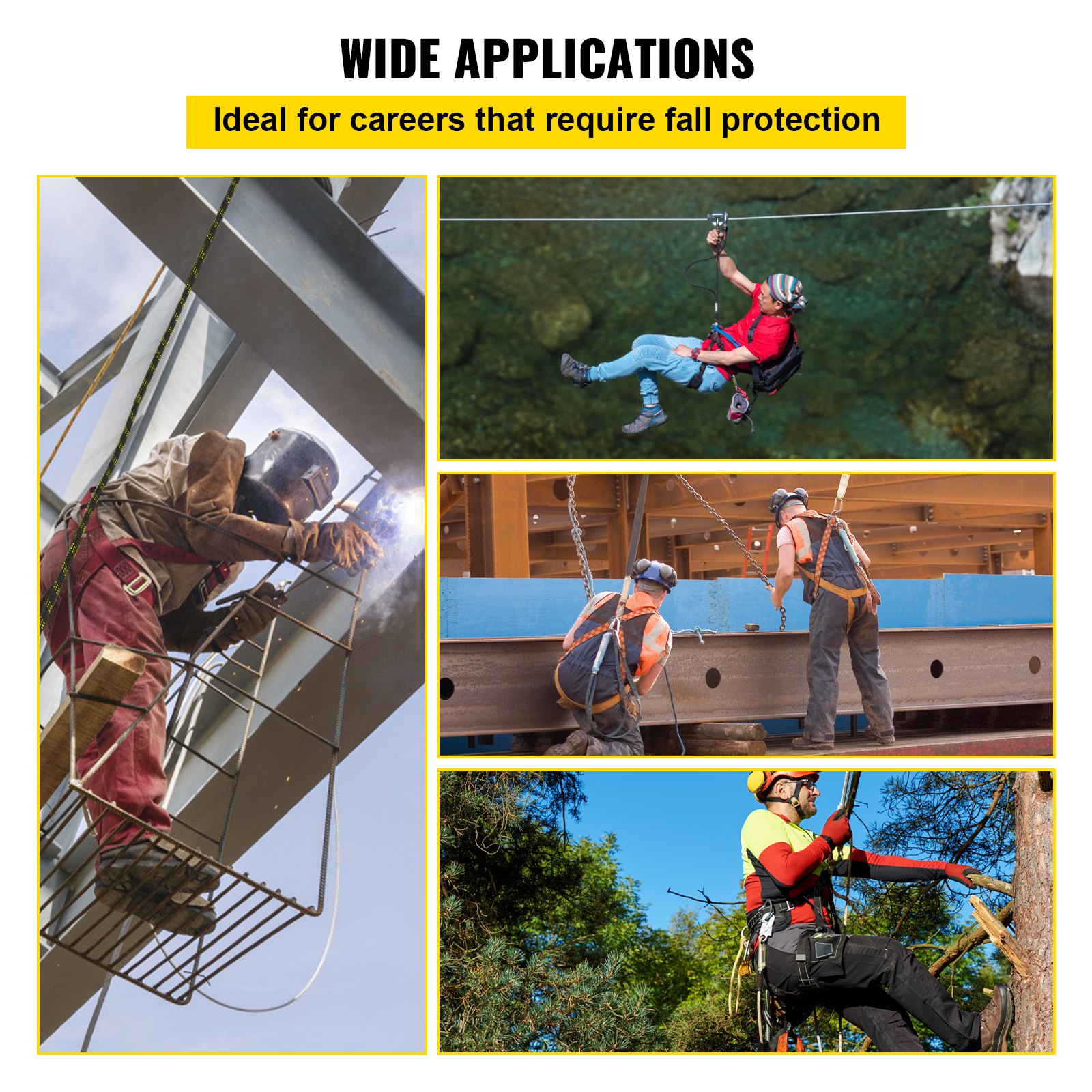 VEVOR Vertical Lifeline Assembly, 150 ft Fall Protection Rope ...