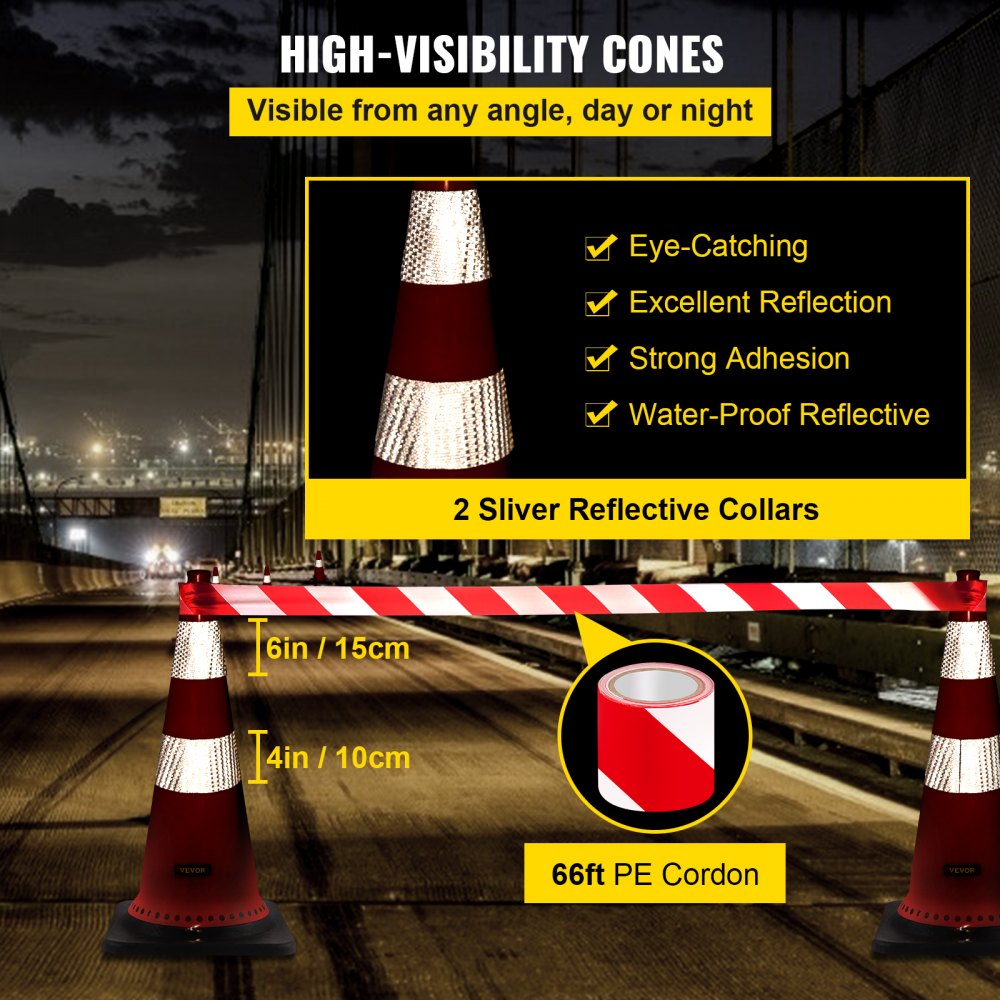 VEVOR Safety Cones, 8 x 30" Traffic Cones, PVC Orange Construction ...