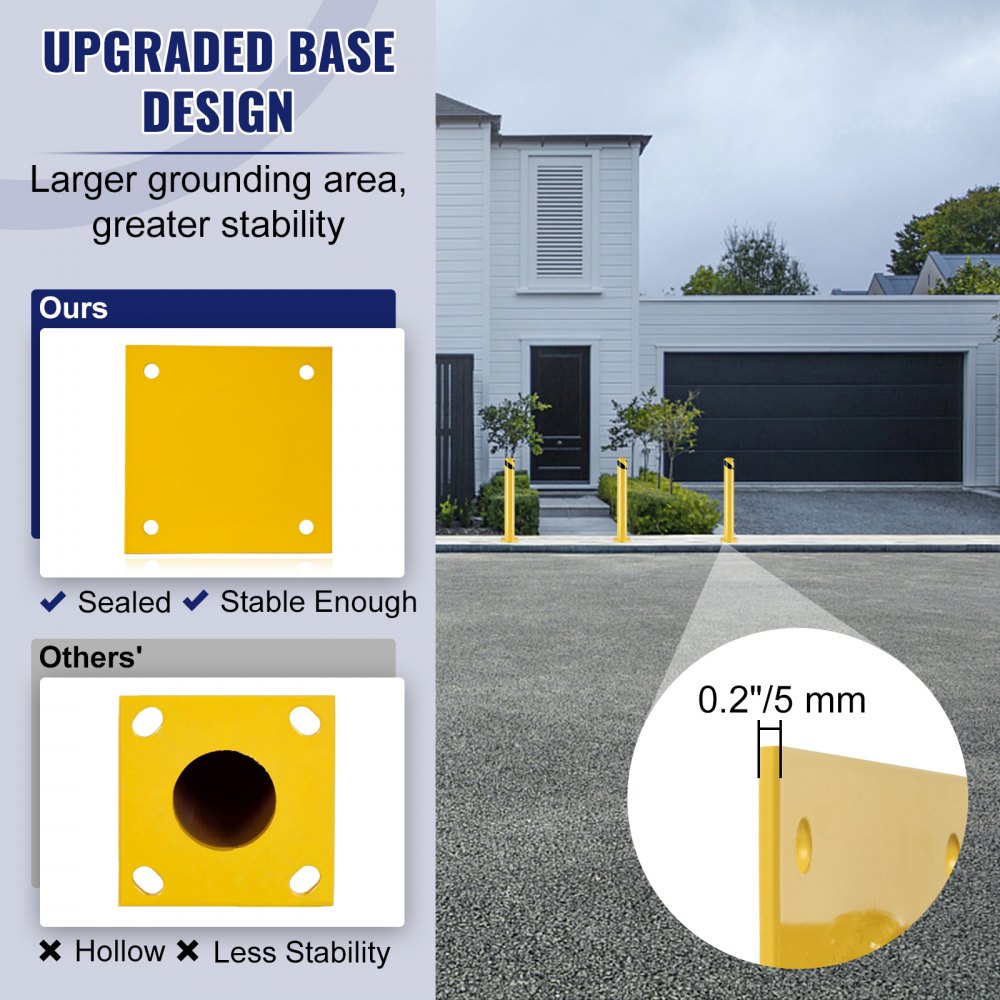VEVOR Safety Bollard, 42 Inch Height Bollard Post, 4.5 Inch Diameter ...