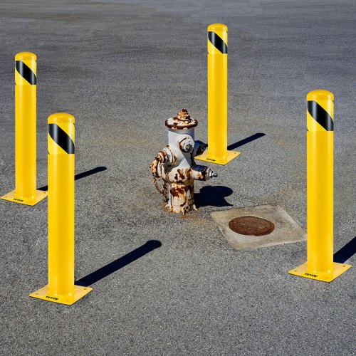 VEVOR Safety Bollard, 107 cm Height Bollard Post, 14 cm Diameter Steel ...