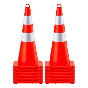 VEVOR Safety Cones, 12 x 28\" Traffic Cones, PVC Orange Construction ...