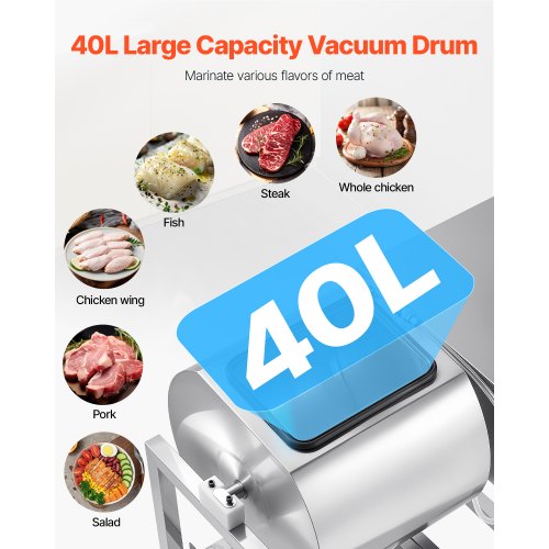 Vacuum Meat Tumbler Marinator Machine 40L for Chicken Steak Fish ...