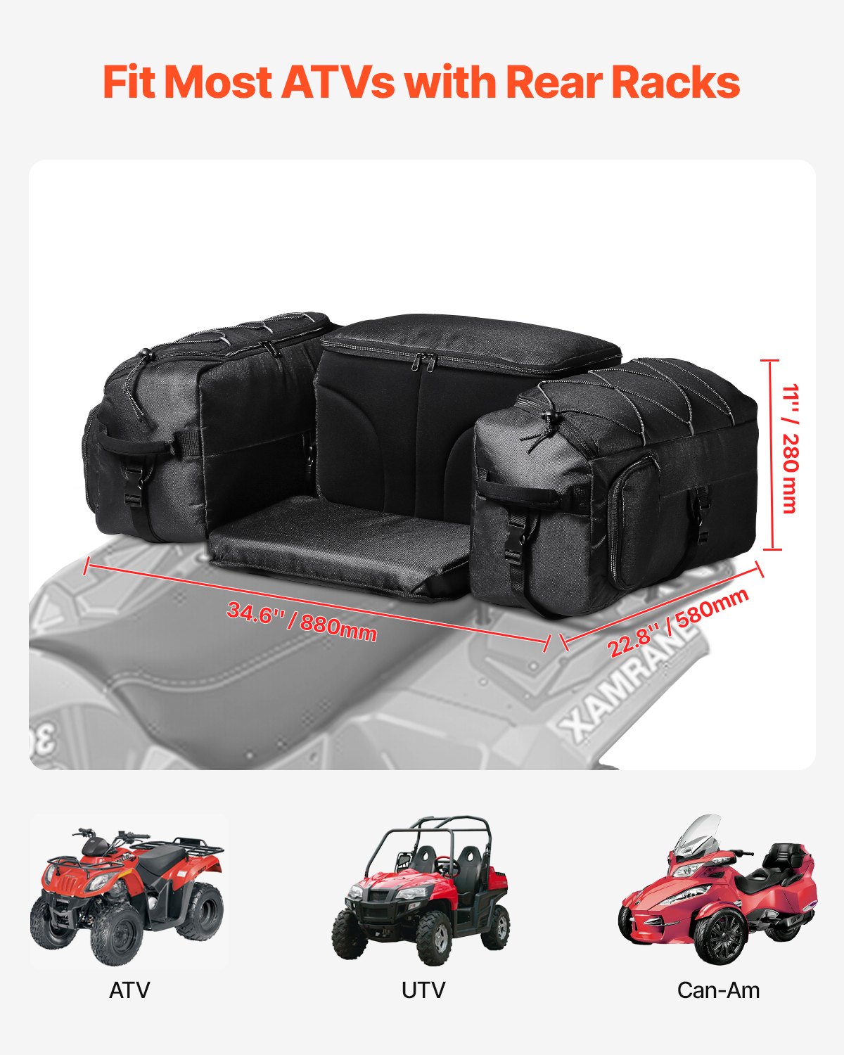 VEVOR ATV Rear Storage Bag, 74L ATV Rear Cargo Bag with Cooler ...