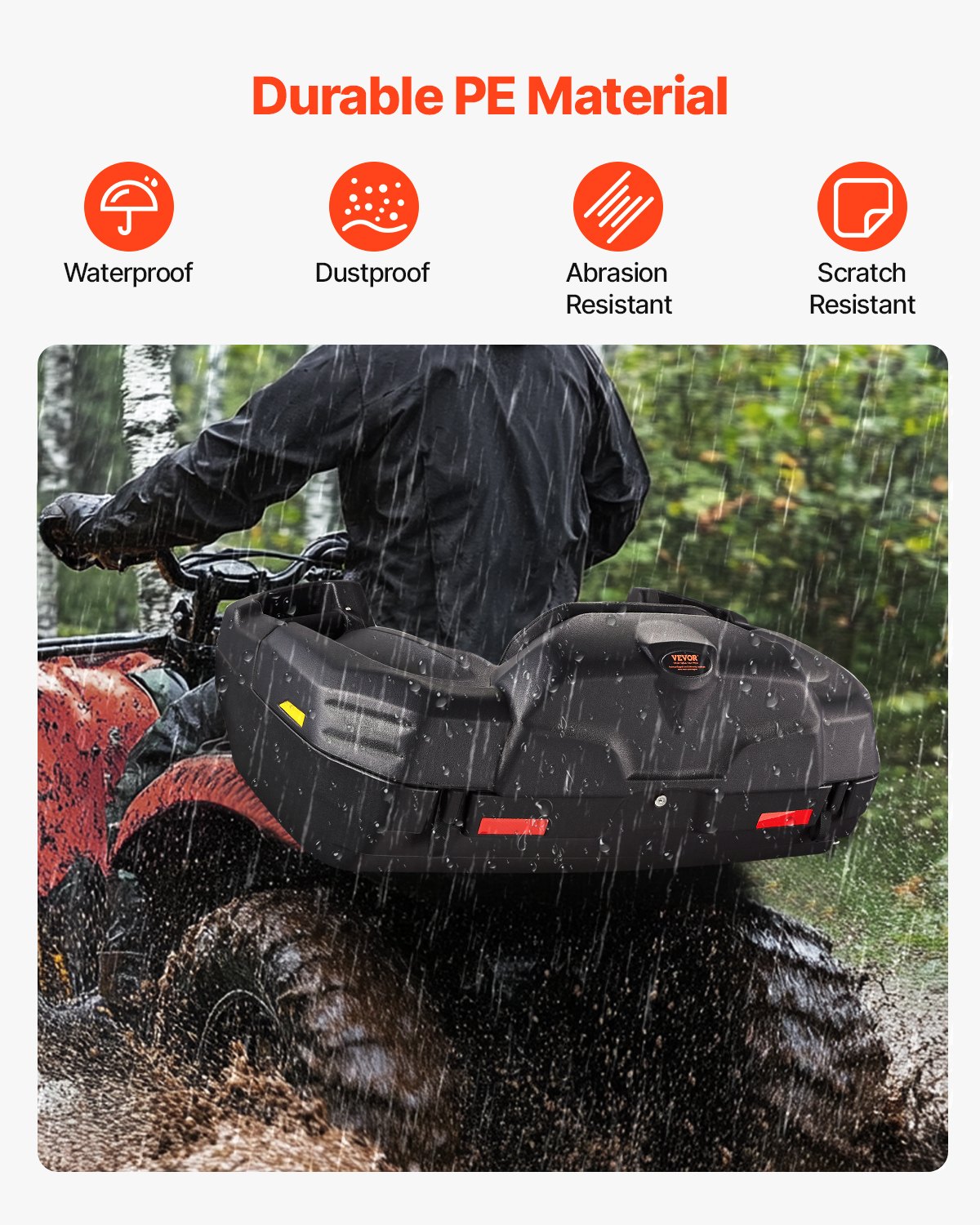 VEVOR ATV Rear Seat With Storage — 95L Cargo Box & Cushion