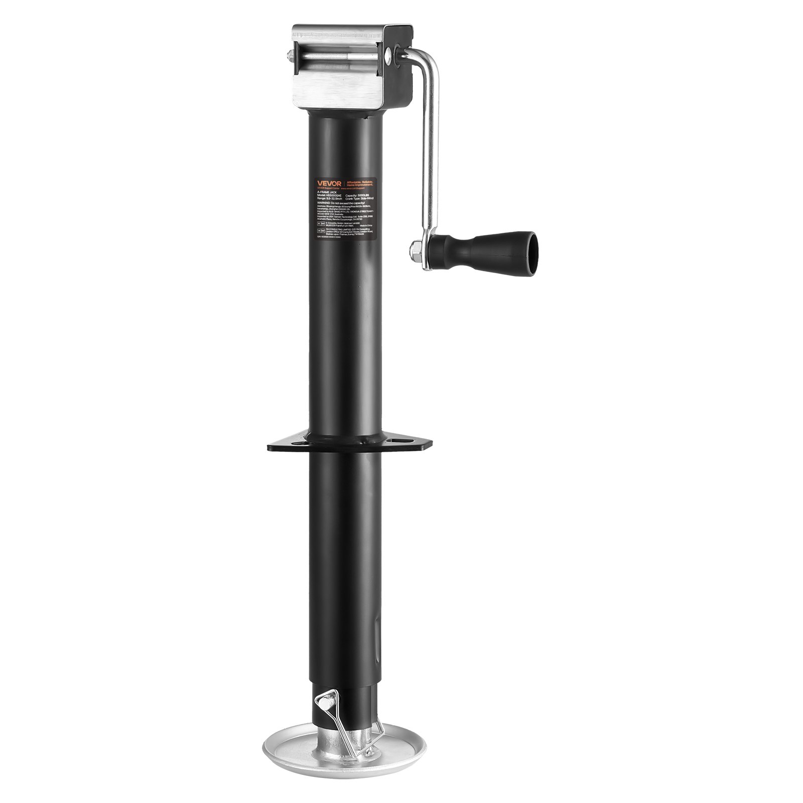 VEVOR 5000 Pound Trailer Jack – 9.8-24.8 Inch Lift, Bolt On
