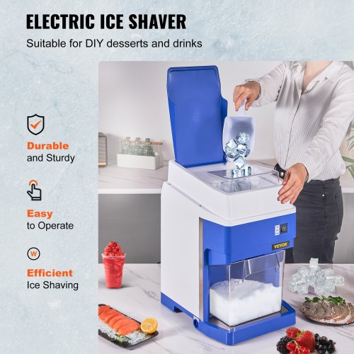 VEVOR Commercial Ice Shaver Crusher, 265lbs Per Hour Electric Snow Cone ...
